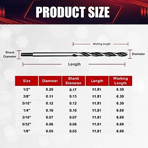 wesleydrill 7 Pcs Extra Long Brad Point Drill Bit Set,12" 300mm Carbon Steel Wood Drill Bits Set,Fit for Bench Hand and Conventional Electric Drill