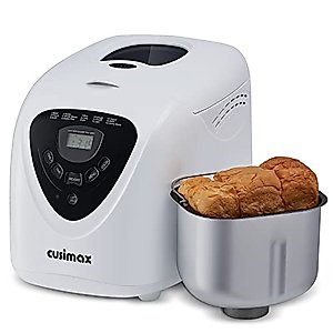 CUSIMAX Bread Machine, 2 LB Loaf Breadmaker, 15-in-1 Bread Maker Machine for Gluten Free Bread, 650 W Automatic Bread Making Machine with Nonstick Pan, 15H Delay Timer Settings, 1H Keep Warm, White