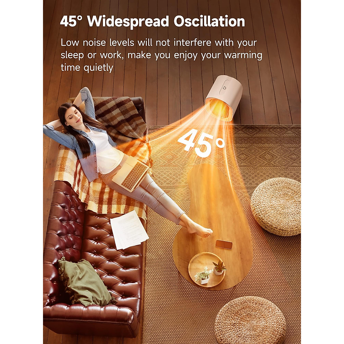 1200W/1000W Space Heater Indoor, 2S Heating Mini Heater Small Heater, 28dB Portable Heater for Bedroom Bathroom Heater, Mini Heater for Bathroom, Bedroom, Office Heater, Mini Desk Heater [Gifts]