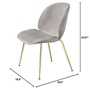 GIA Contemporary Dining Chair with Velvet Upholstery, Qty of 2, Light Gray