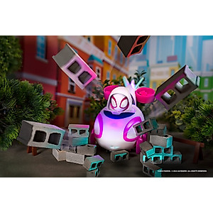 Marvel Spidey and His Amazing Friends - Ghost-Spider Glow N’ Go Copter Feature Vehicle, 8-Inch - Lights Show Effect, Sounds, Built-in Super Hero, Manual Propellers