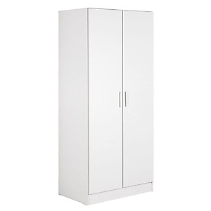 Madesa Wardrobe Armoire Closet Hanging Storage Cabinet 2 Doors with Shelf 31" L Organization Unit for Bedroom and Office - White