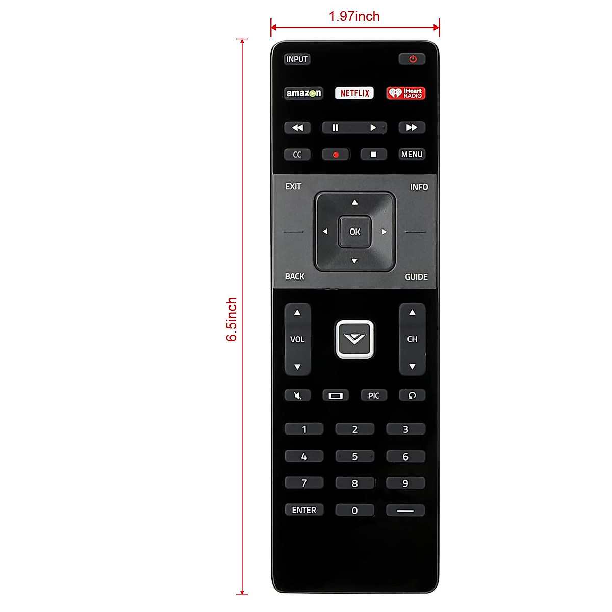 XRT122 Replace Remote Control fit for VIZIO TV D24-D1 D24H-E1 D28H-D1 D32-D1 D32F-E1 D32H-D1 D32X-D1 D39F-E1 D39H-D0 D40-D1 D40F-E1 D40U-D1 D43-D1 D43-D2 D43-E2 D43F-E1 D43F-E2 E65-C3