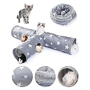 JanYoo Cat Tunnel Tube,Cat Tunnels for Indoor Cats 3 Way Collapsible Cat Interactive Toy,Rabbit Tunnel Toys Bunny Ferret Hideout