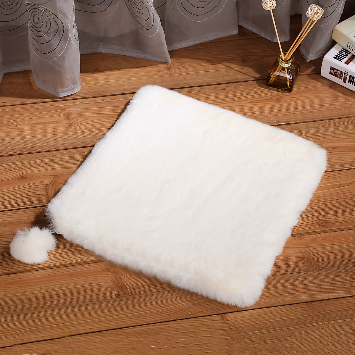 SHENGOCASE 2-Pack 10.6"x10.6" Square Faux Rabbit Fur Cat Dog Bed Cushion Pad Mat, Cat Tree Tower Replacement Cushion Pad for Window Perch Carrier House Cage Crate Kennel Furniture