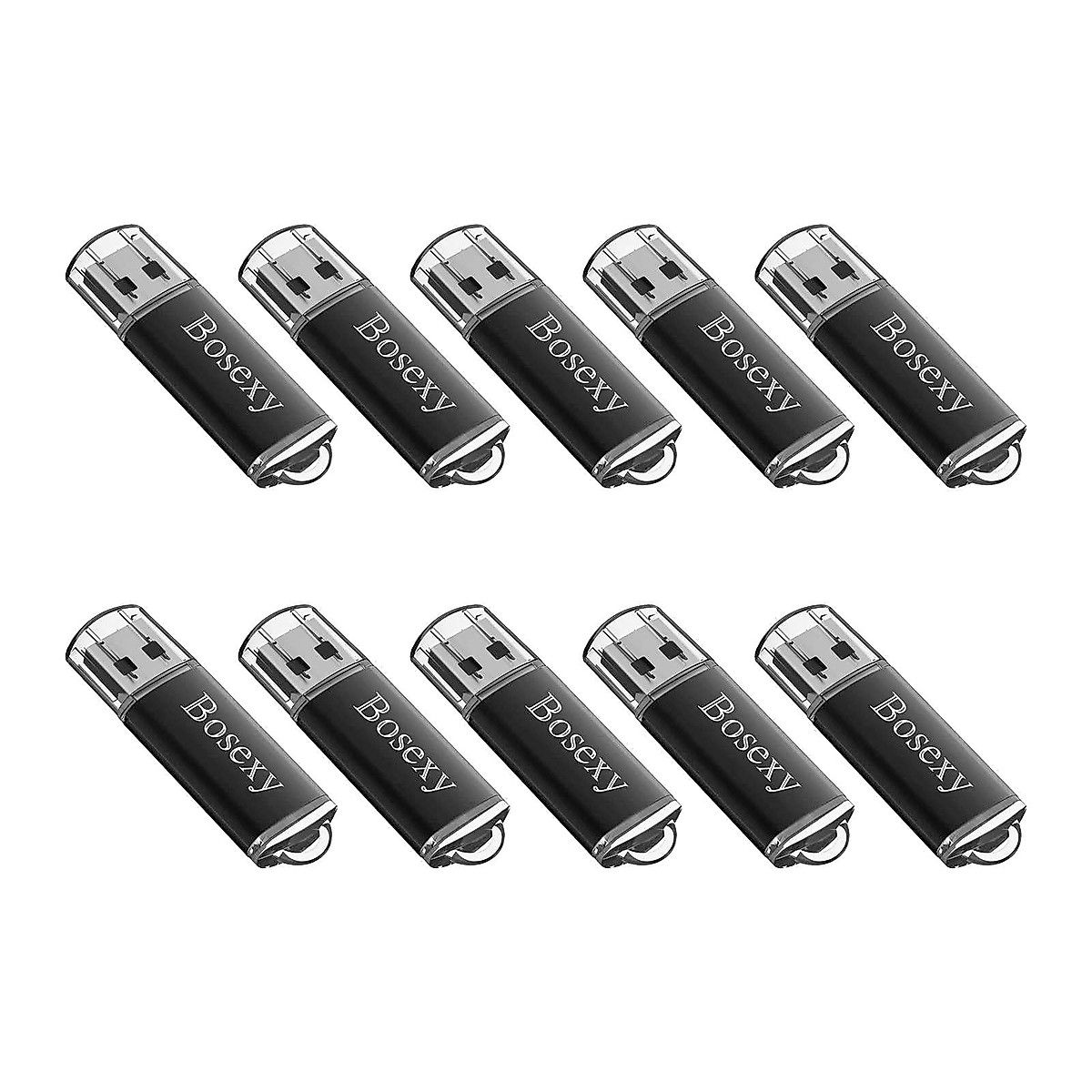 USB Flash Drive 4GB Bosexy Thumb Drives 10 Pack USB 2.0 Memory Stick Bulk with Led Indicator Black