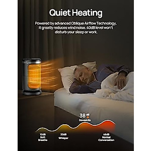 Space Heaters for Indoor Use, 1500W/750W Portable Heater with 90°Oscillation Safe and Quiet Ceramic Heater Fan Electric Heater with Overheat Protection Desk Heater for Bedroom Office Use