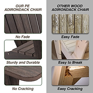 ACUEL Adirondack Chair Outdoor, Oversized Patio Chair Poly Lumber, Weather Resistant & Heavy Duty, Fire Pits Chair for Porch, Poolside, Lawn, Backyard and Garden, 350lbs Capacity (Dark Brown)