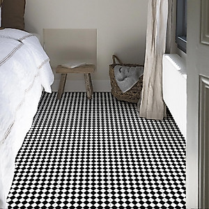Peel and Stick Floor Tile Black and White Self-Adhesive Waterproof Vinyl Flooring for Kitchen, Bedroom, Living room, Bathroom, 11.8 in×11.8 in, 10pcs