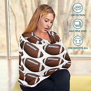 Carseat Canopy Babies Breastfeeding Cover - American Footballs Nursing Cover Scarf Breathable Baby Boy Stroller Cover Baby Shower Gifts for Girl&Boy