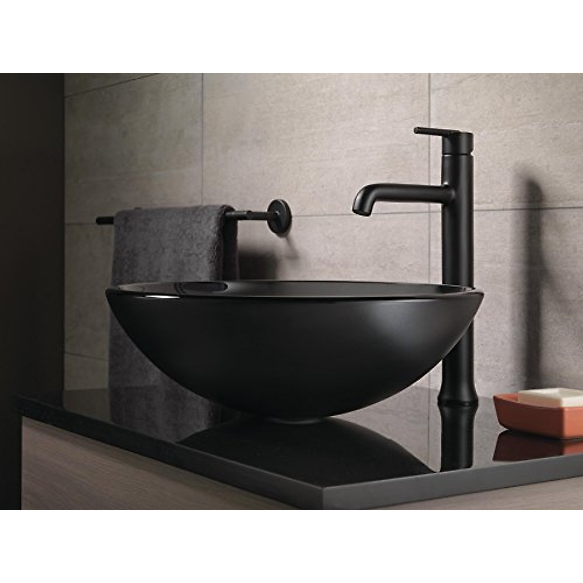 Delta Faucet Trinsic Vessel Sink Faucet, Matte Black Bathroom Faucet, Single Hole Bathroom Faucet, Diamond Seal Technology, Matte Black 759-BL-DST