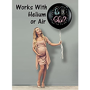 Gender Reveal Balloon - Includes Eco-Friendly Pink and Blue Confetti - 2pcs 36" Balloon for Boy or Girl Announcement
