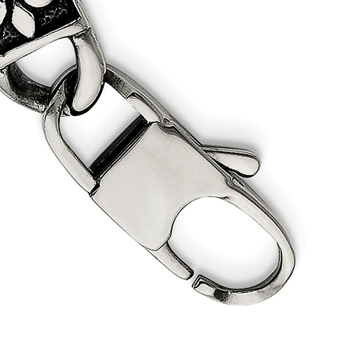 Solid Stainless Steel/Vintage Antiqued Fleur de Lis Bracelet - with Secure Lobster Lock Clasp 8.75"