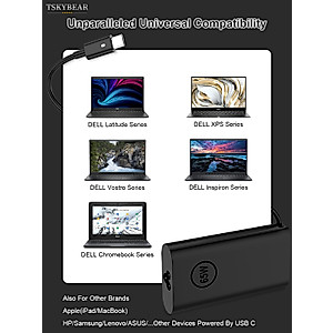 65W 45W USB C Laptop Charger for Dell Latitude 5420 5520 7420 7390 7400 7410 E5420 5320 7320 7370 5289 XPS 13 7390 9350 9360 9365 9370 Chromebook 3100 5190 Charger Type-C AC Adapter Power Supply Cord