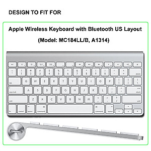 ProElife Ultra Thin Silicone Keyboard Protector Cover Skin for Apple Wireless Keyboard with Bluetooth MC184LL/B (Model A1314, U.S Layout) (Not Fits Magic Keyboard), Transparent