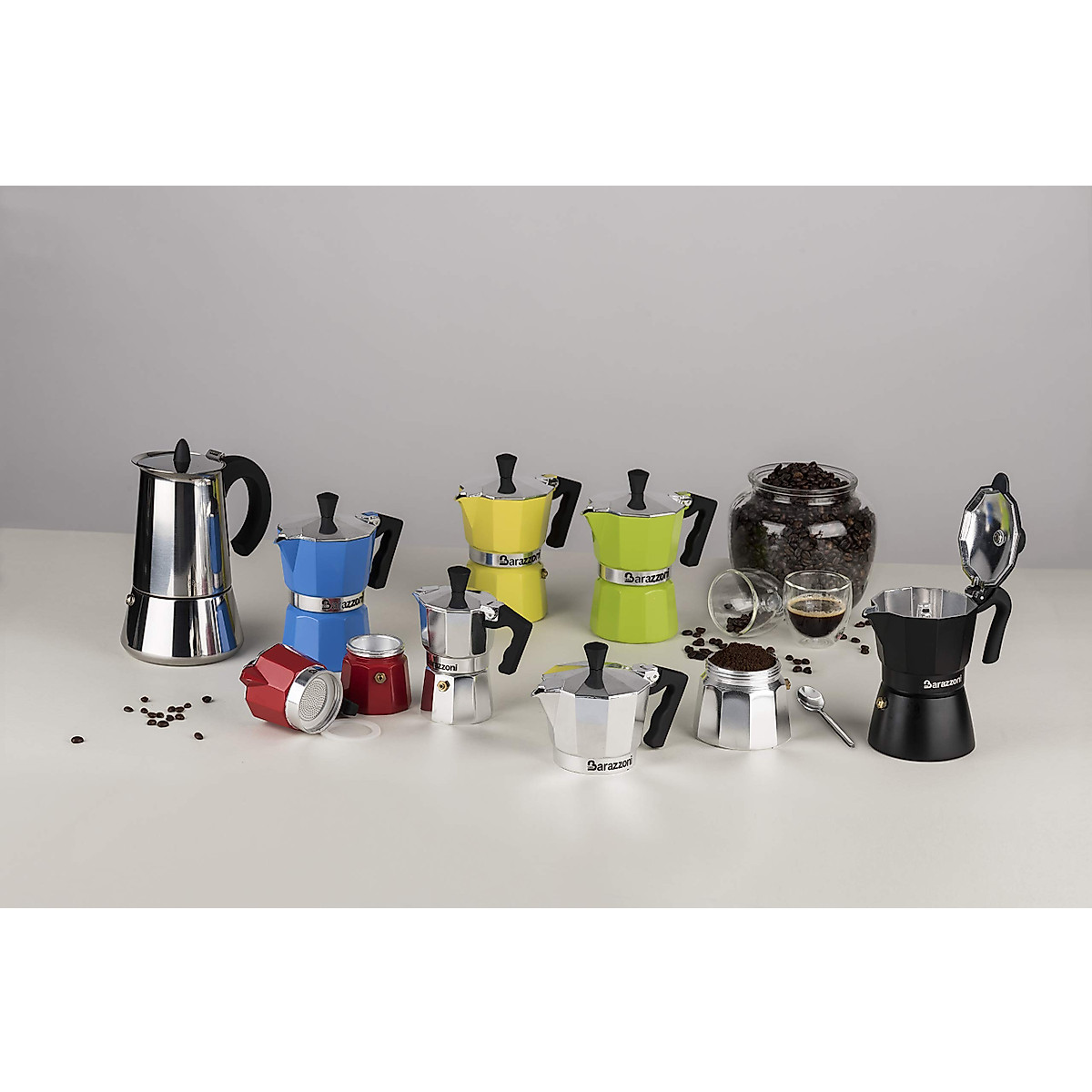 Barazzoni The Yellow Coloured Coffee Maker 3 Cups Product certified by the Accademia Italiana Maestri del Caffè.
