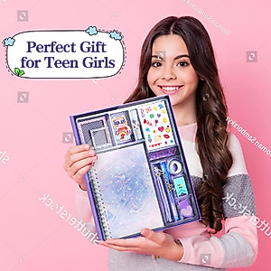 Gifts for Girls Age of 8 9 10 11 12 13 Years Old and Up, Personalized Diary Stuff for Tweens Teens, DIY Journal Set, Decorate Your Planner/Organizer, Journaling Arts Craft Kit, Ideal Girls Toy