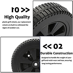 SHINETEC Grill Wheels Replacement Parts for BBQ, Charbroil, Rolling Dining Table - Garden Patio Kitchen Food Prep Cart Accessories, 2 Pcs (7 inch)