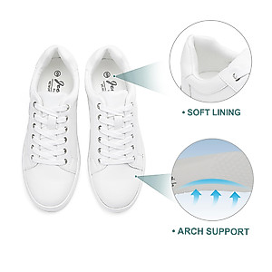 Jeossy Women's 8011 Fashion Sneakers, Lace-up Casual Dress Sneaker, White, Size 8 US-Tennis Walking Dress Shoes for Lady(DJY8011 White 08)