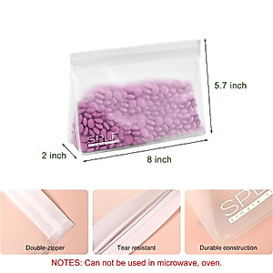 Gorbado 8 Pack Stand Up Dishwasher Safe Reusable Storage Bags, Reusable Freezer Bags, BPA FREE Extra Thick Leakproof Silicone and Plastic Free Zipper Sandwich Snack Lunch Food Bags