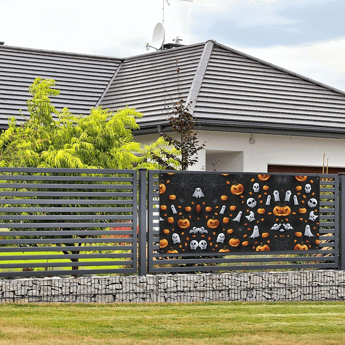 Banners and Signs for Outdoor 35x71 Backdrop for Birthday Party Business Graduation Wedding Event,Cute Halloween Pattern