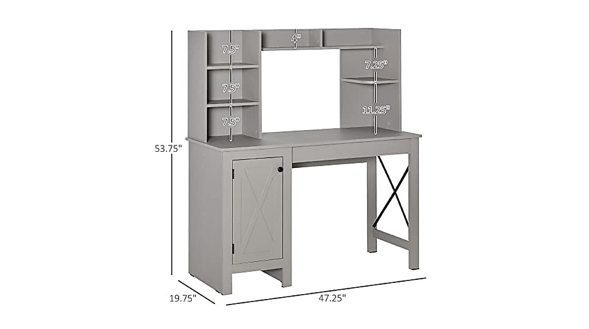 HOMCOM Farmhouse Computer Desk with Storage | Stylish Home Office
