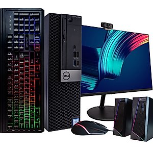 Dell 5050 Desktop Computer, Intel Core i5 Quad Core, 16GB RAM, 500GB Solid State Drive, DVD, Wi-Fi, Windows 10 Pro, Wireless Keyboard, 1080p Webcam, New 23.6-inch Monitor (Renewed)