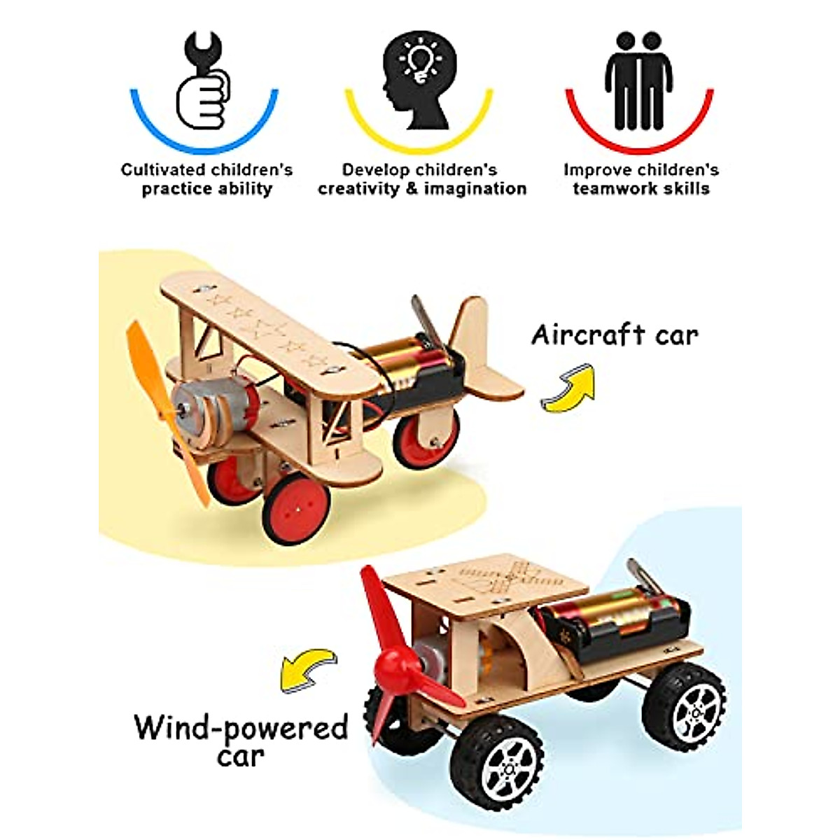 5 in 1 STEM Kits, STEM Projects for Kids Ages 8-12, Wooden Model Car Kits, Gifts for Boys 8-12, 3D Puzzles, Science Educational Crafts Building Kit, Toys for 8 9 10 11 12 13 Year Old Boys and Girls