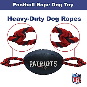 Pets First NFL New England Patriots Football Dog Toy, Tough Quality Nylon Materials, Strong Pull Ropes, Inner Squeaker, NFL Team Color