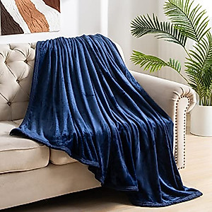 Cambividas Fleece Blanket, King Size Blanket, 330GSM, 90x108 Inches All Season Super Soft Cozy Warm Fuzzy Throw Blanket for Bed, Sofa, Travel, Camping, Navy Blue