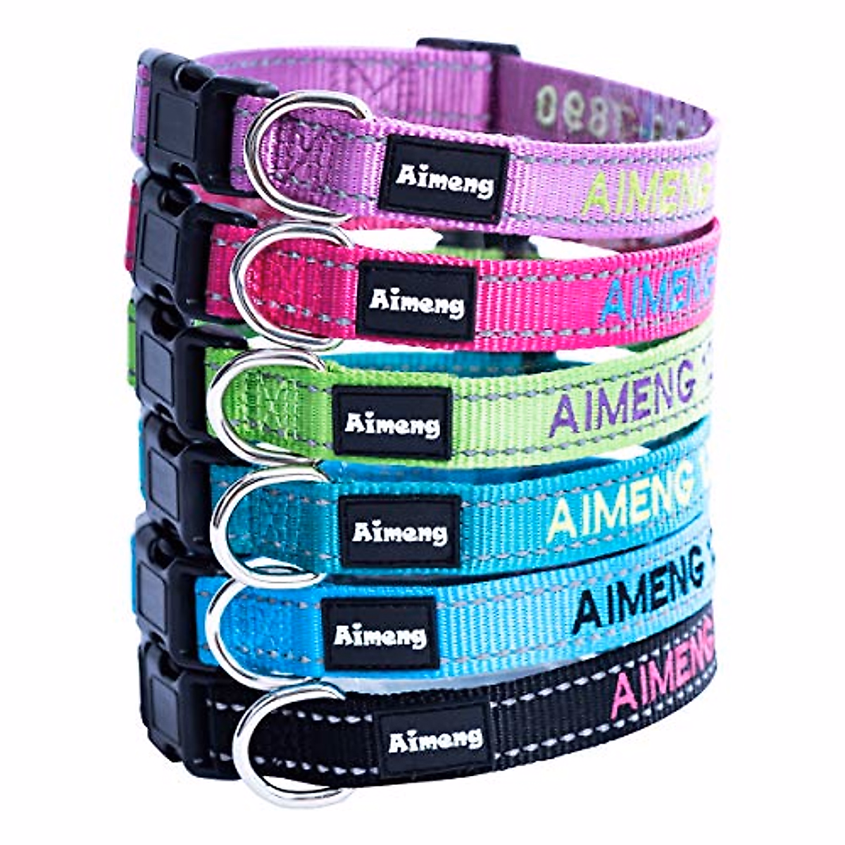 Personalized Dog Collar Adjustable Dog Collar Fadeproof Custom Embroidered with Pet Name and Phone Number, 11 Thread Color Options for Boy and Girl Dogs