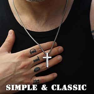 Quietsun Easter Basket Stuffers for Teens Boys Gifts Kids Teenage Ideas Cross Necklace Egg Fillers Men 14 16 18 Year Old Confirmation Him Birthday Son Silver Chain Christmas Day Stocking Valentines