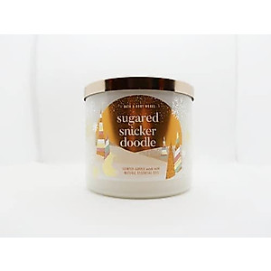 Bath Body Works, White Barn 3-Wick Candle w/Essential Oils - 14.5 oz - 2022 Christmas! (Sugared Snicker Doodle)
