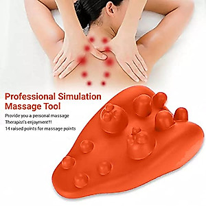 Acupressure Neck Pain Relief Cushion, Neck and Shoulder Relaxer, Cervical Traction Massage Chiropractic for Pain Relief Management High Density Memory Foam Core BeyondElegance (Orange Red)