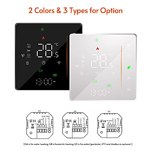 YUHOME WiFi Smart Thermostat Temperature Controller Weekly Programmable Supports Touch Control/Mobile APP/Voice Control for Electric Floor Heating 16A White