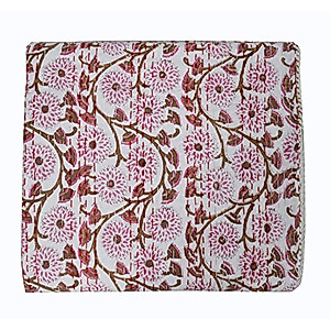 Maviss Homes Beautiful Indian Traditional Patchwork Super Soft Cotton Double Kantha Quilt | Throw Blanket Bedspreads | Cozy Blanket Quilt | Easy Machine Washable and Dryable; Red