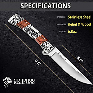 NedFoss Folding Pocket Knife for Men, Temperament Gentleman's Knife with Back Lock and Pocket Clip, Elegent Cool Knives Collection Gift For All