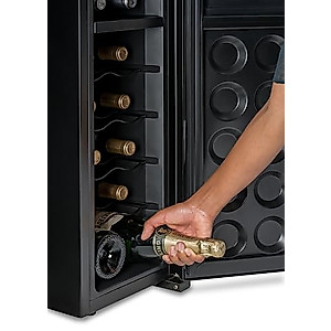 NewAir Shadow-T Series 18 Bottle Thermoelectric Wine Fridge, Dual Temperature Zones, Countertop Wine Refrigerator, Mirrored Compact Wine Cellar, Double-Layer Glass Door Cooler, Vibration-Free