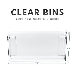 bHome Kitchen Organization | Clear Plastic Storage Bins | Pantry Organization and Storage Bins, Kitchen Cabinet Pantry Storage Organizer Bins, Set of 2 Open Front Snack Storage Containers
