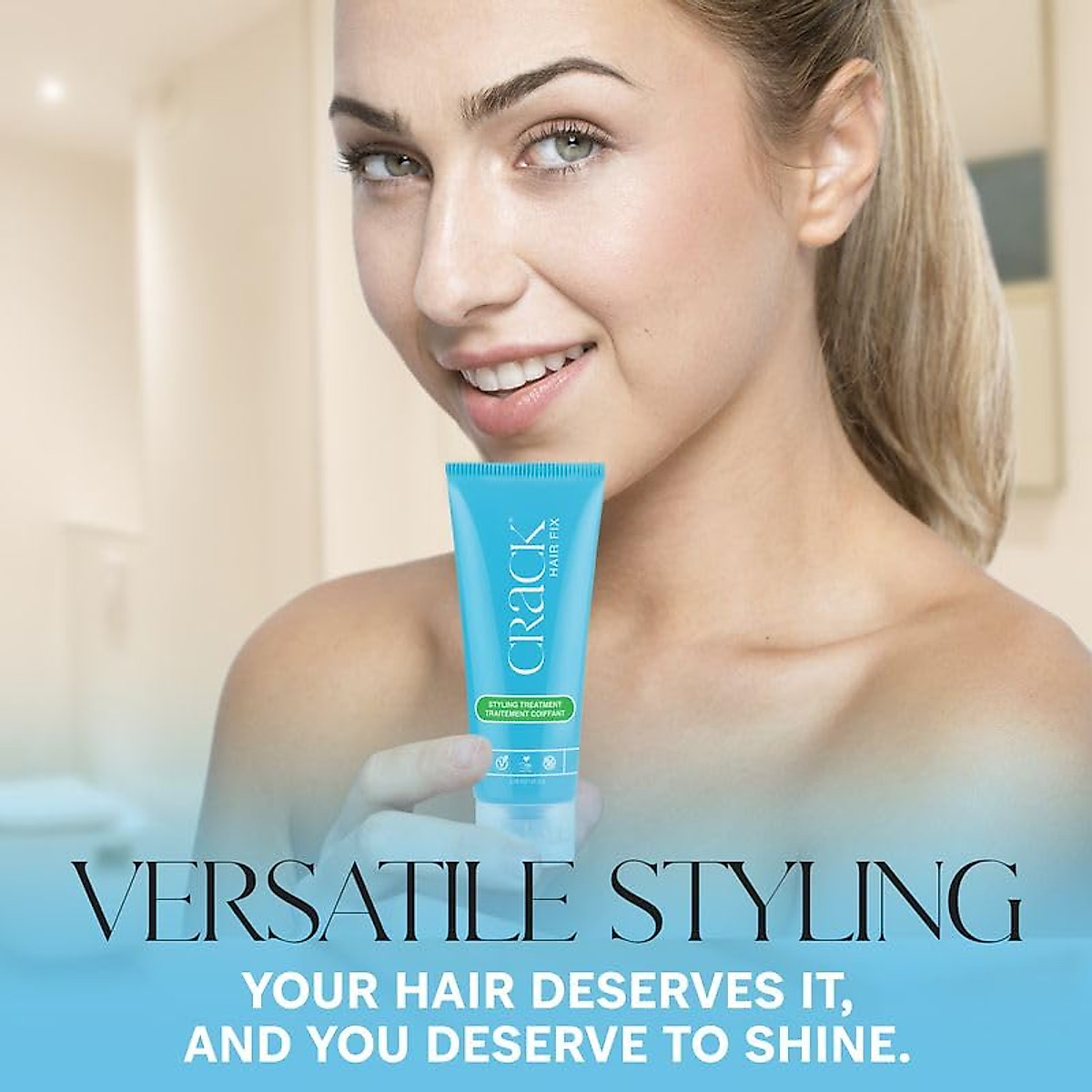 Crack HAIR FIX Styling Creme - Multi-Tasking, Anti-Frizz, Leave-In Styling Aid With Protection from Humidity, Chlorine, Heat Treatments & Sun