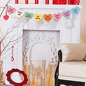 TUPARKA Valentine Conversation Candy Hearts Banner Valentine Candy Hearts Sayings Garland for Valentine's Day Decoration Party Supplies