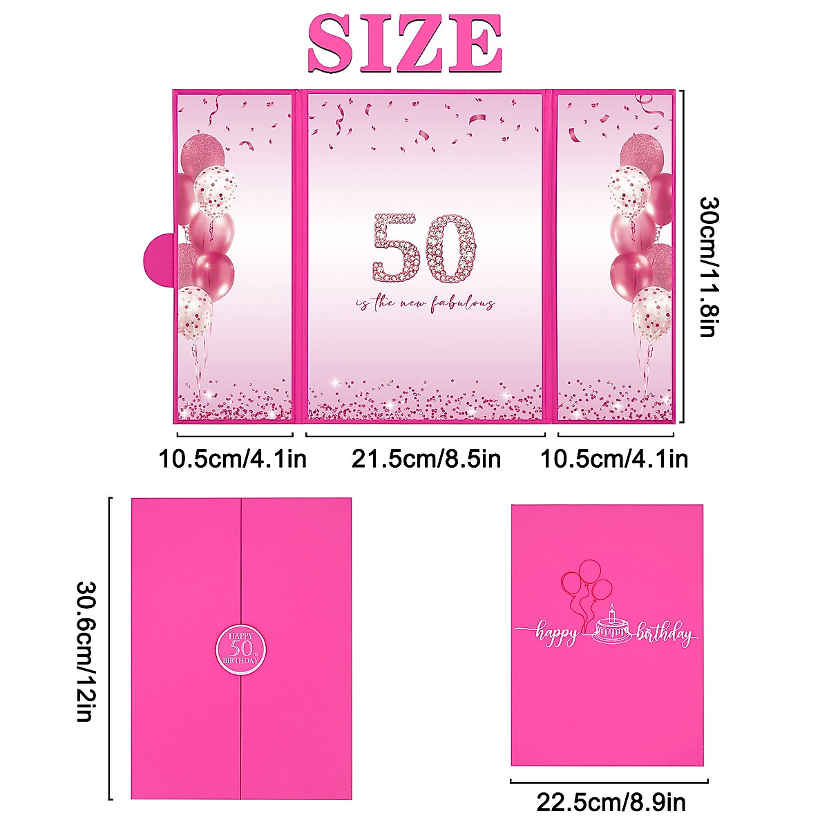 DARUNAXY Hot Pink 50th Birthday Party Decorations for Women, Happy 50th Birthday Alternative Signature Guest Book Pink 50 Birthday Signing Card Board Party Supplies Cheers to 50 Years Old Gifts