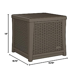 Suncast 13 Gallon Resin Outdoor Patio End Table Storage Box, Java