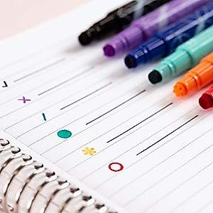 Erin Condren Dual-Tip List Markers - Teacher Organization - 6 Pack - Stamp Important Notes, Highlight Student's Answers and Check Off To-Do Lists! Teaching Essentials