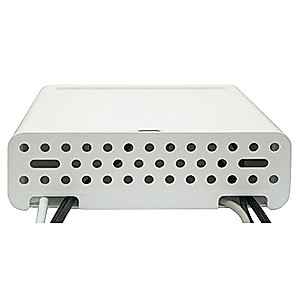 Kantek Cable Management Power HUB and Stand with USB Charging Ports, 5 OUTLETS, 3 USB, 6.5 FT Cord, White