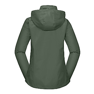 Little Donkey Andy Women's Waterproof Rain Jacket Lightweight Outdoor Windbreaker Rain Coat Shell for Hiking,Travel Military Olive M