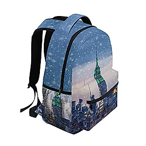 ALAZA Snow Falling Down in New York City Unisex Schoolbag Travel Laptop Bags Casual Daypack Book Bag
