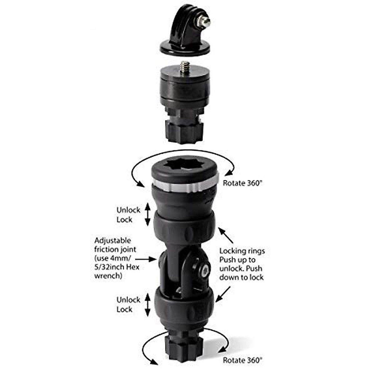 RAILBLAZA Camera Boom 600 R-Lock with Action Camera Adapter