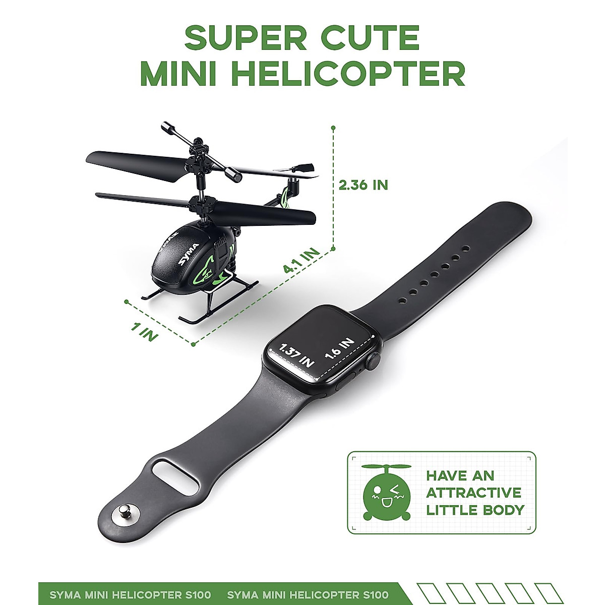 SYMA S100 Mini RC Helicopter with Gyro Stabilizer, Altitude Hold, 3.5 Channel, 5-7 Min Flight Time