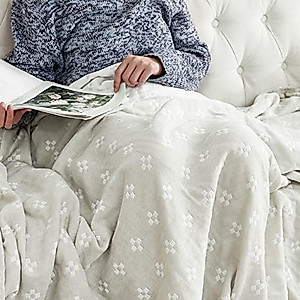 jinchan Grey Throw Blanket for Couch Boho Throw Blanket Cozy Blanket Cotton Spring Blanket Twin Size Bed Throw 3 Layer Coverlet Geometric Quilt Gray Soft Blanket Baby Kid Gift 60x80 Inch